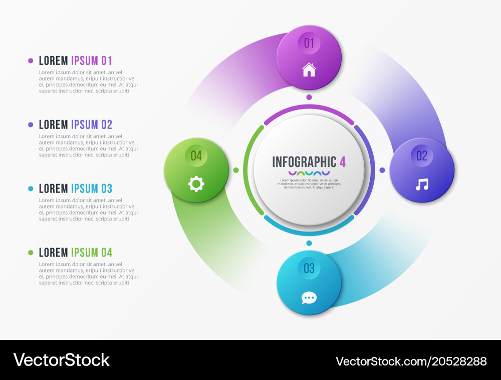 Rotating circle chart template with 4 options Vector Image