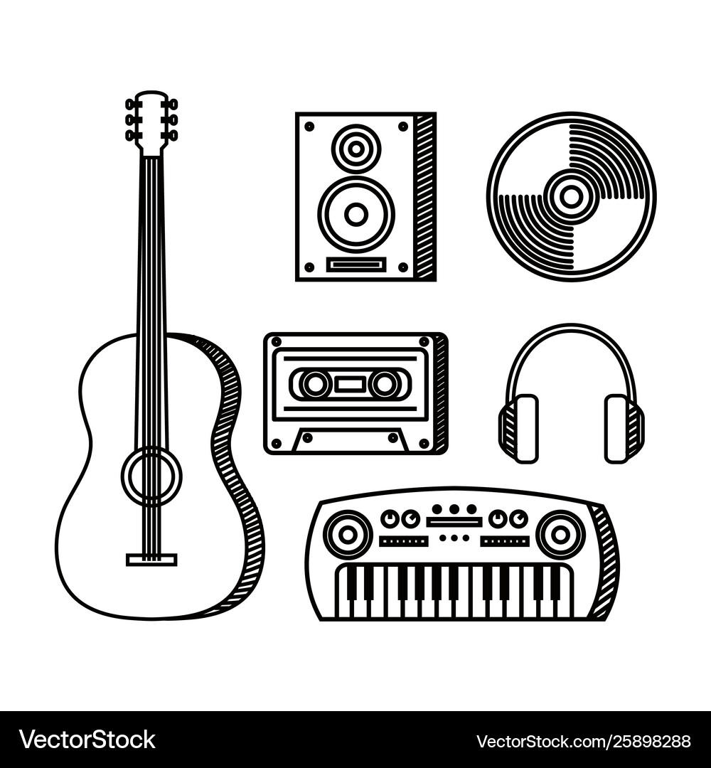 Set music art play melody Royalty Free Vector Image