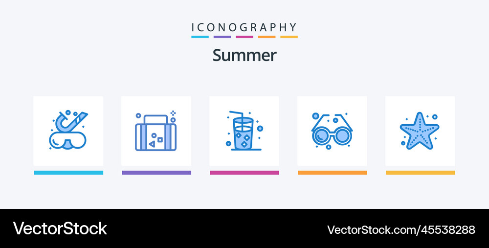 Summer blue 5 icon pack including beach glass Vector Image