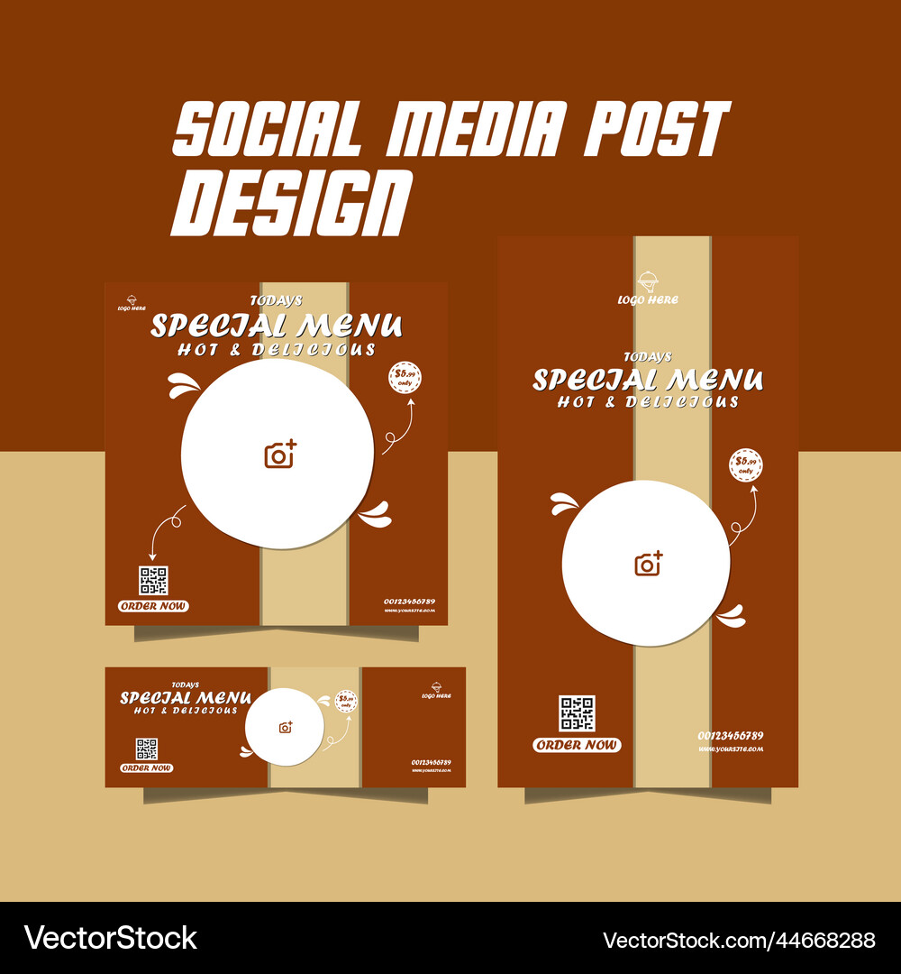 Super delicious food menu instagram post design Vector Image
