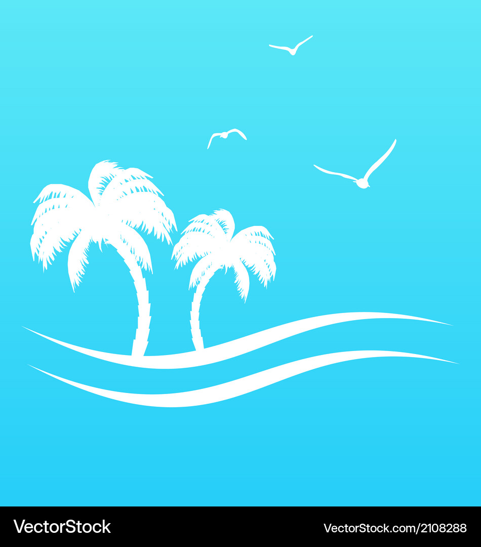 Tropical paradise background with palm trees and Vector Image