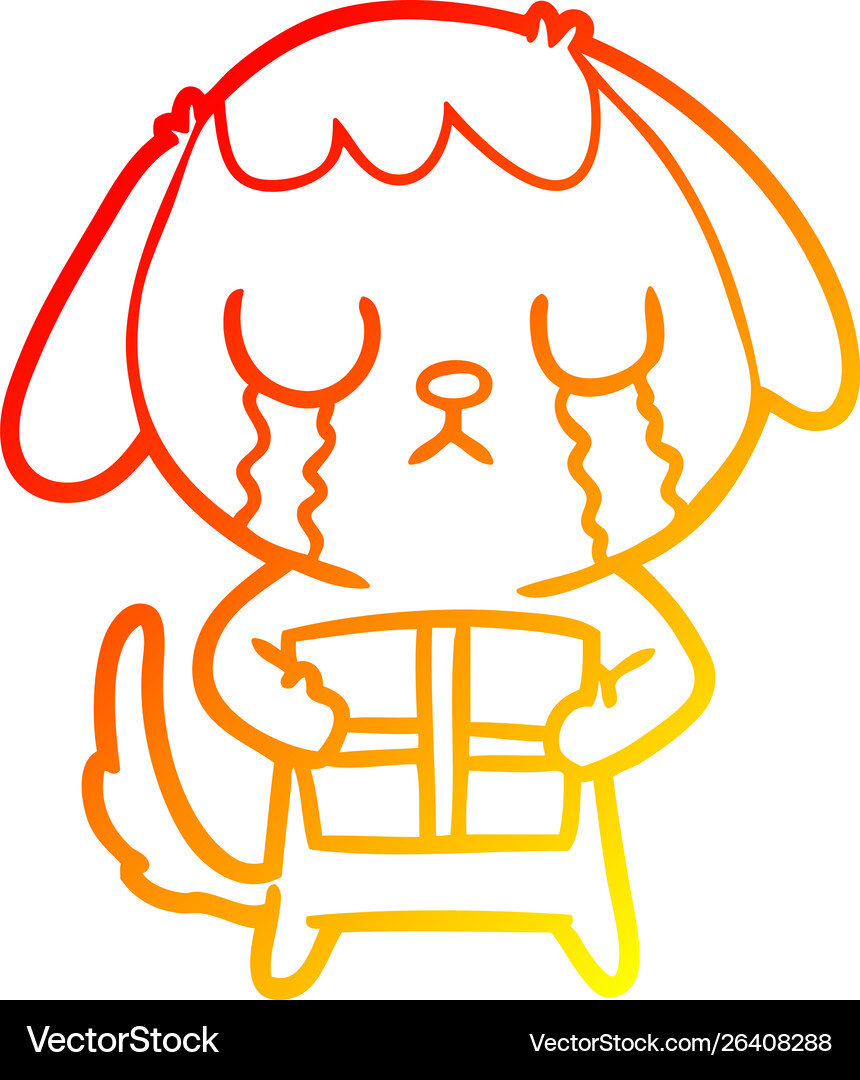 Warm gradient line drawing cute cartoon dog Vector Image
