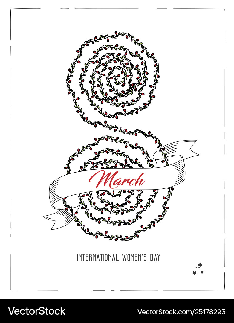 8th march postcard with nember made flowers Vector Image
