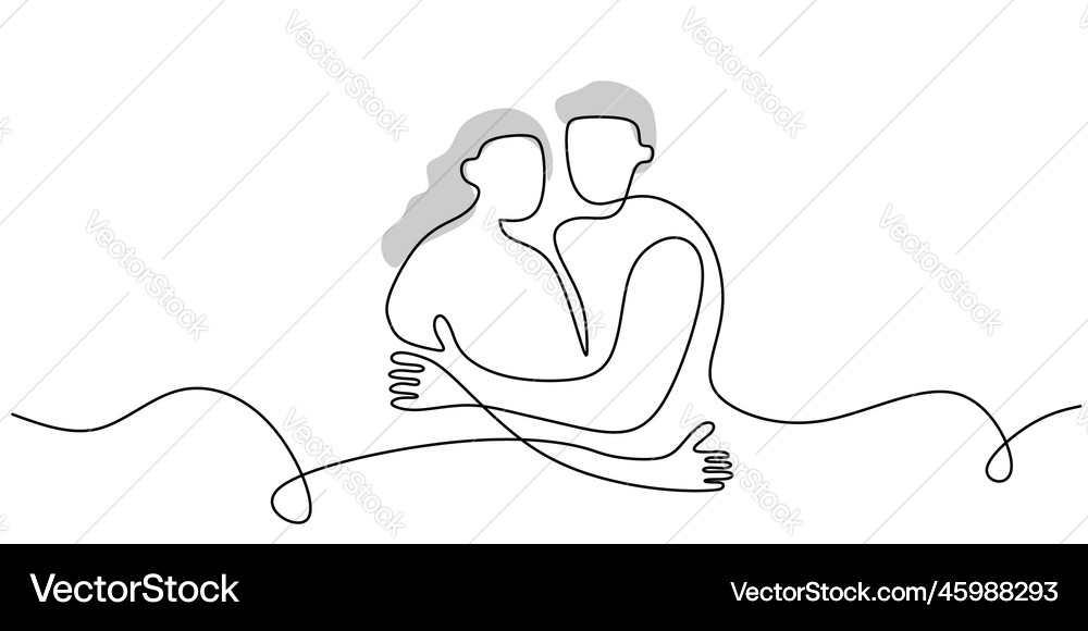 Continuous one single line of cute romantic Vector Image