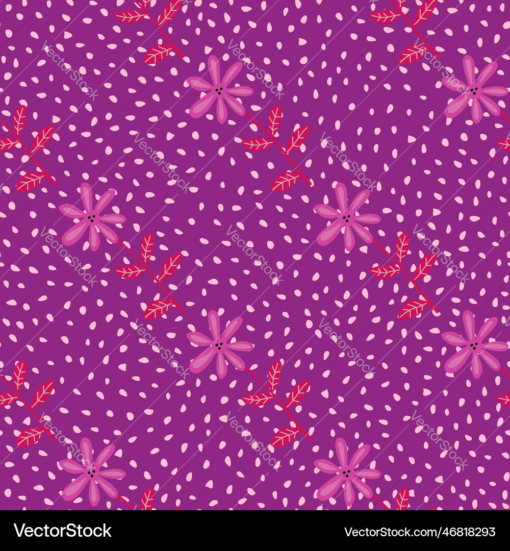 Cute flower seamless pattern naive art style hand Vector Image