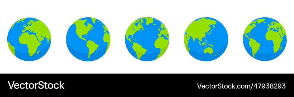Earth globe set world map in globe shape Vector Image
