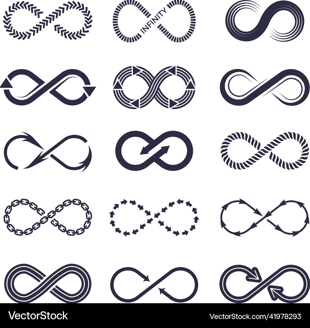 Eternity symbols monochrome icon collection Vector Image