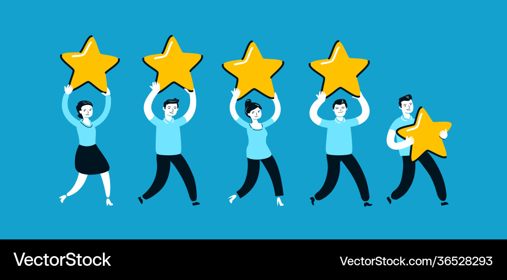 Group people giving a five star rating Royalty Free Vector