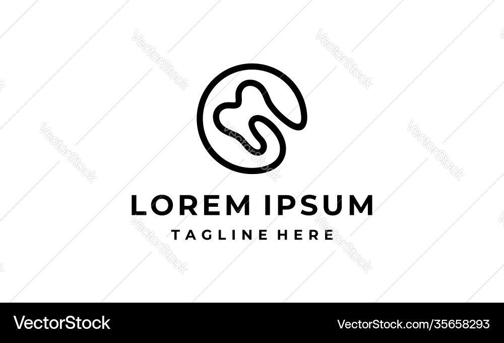 Initial letter g with tooth dental logo design Vector Image
