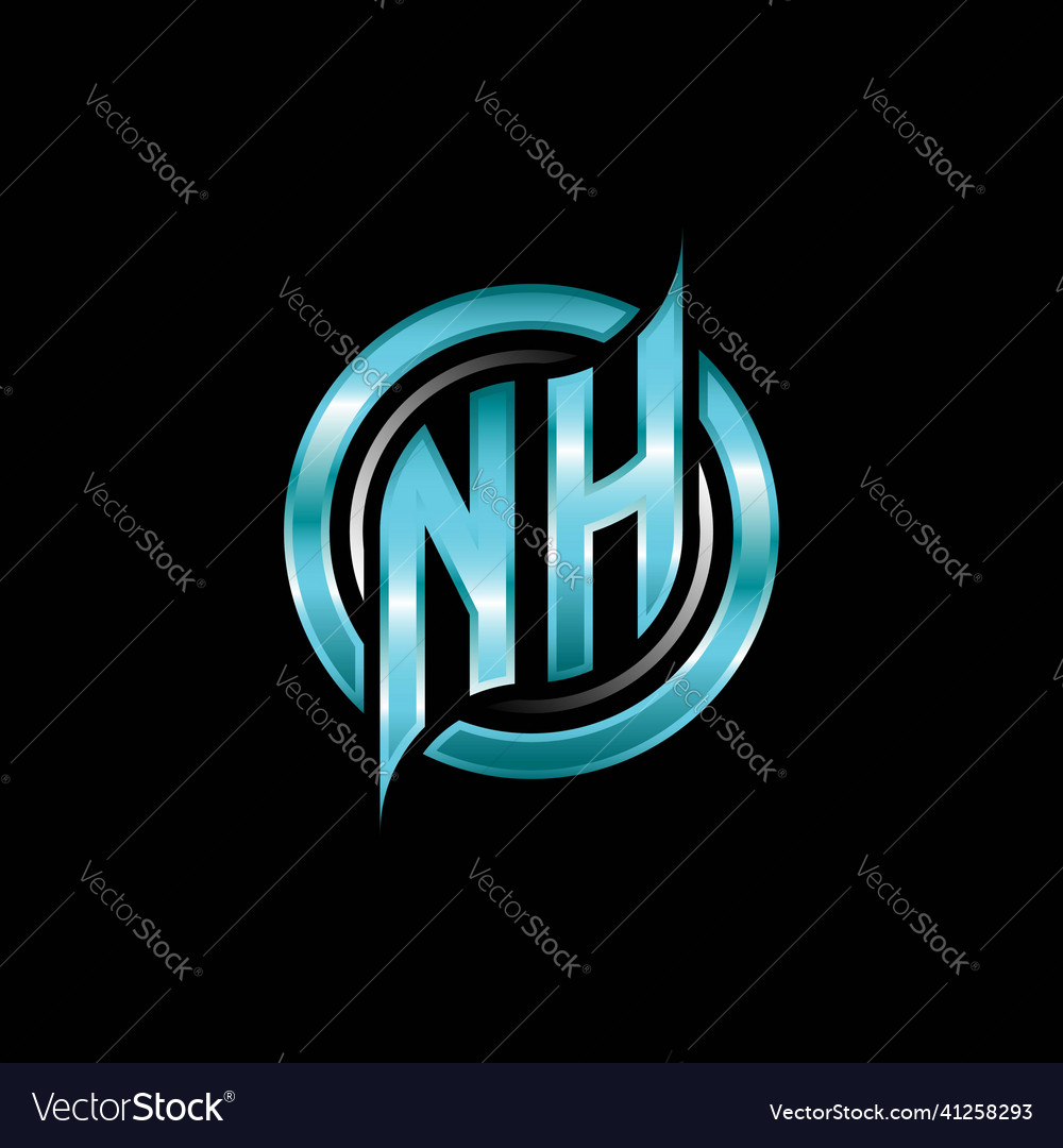 Nh initial monogram logo circle rounded Royalty Free Vector