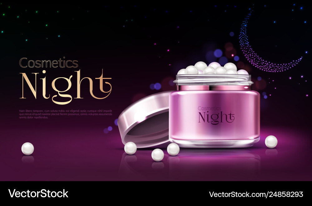 Night cream realistic promo banner template Vector Image