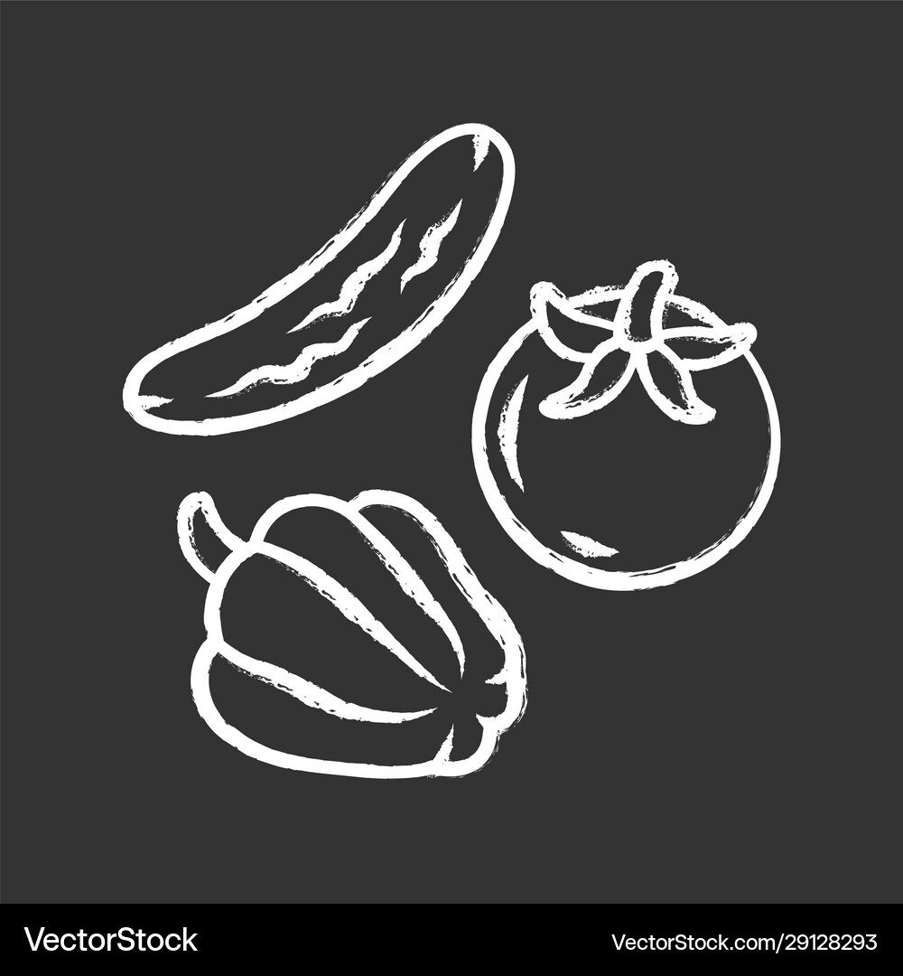 Raw vegetables chalk icon vegetarian diet Vector Image
