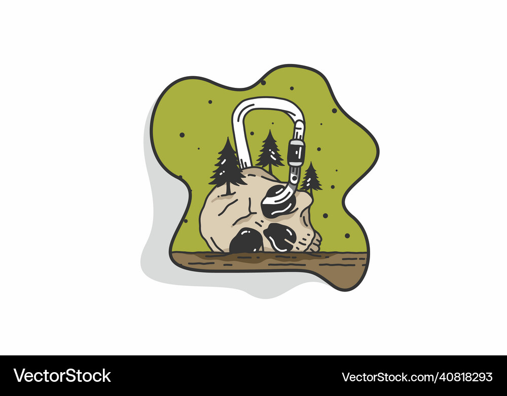 Skull head hanging on carabiner Royalty Free Vector Image