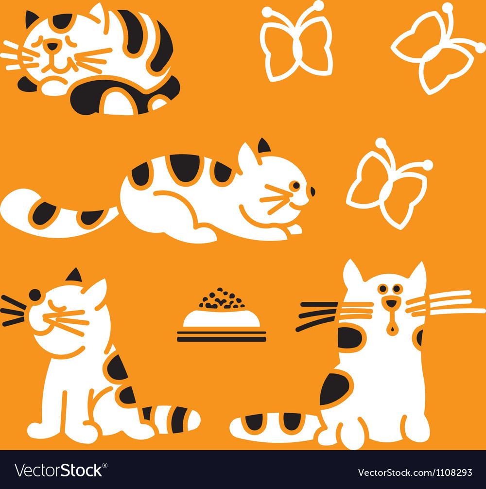 Striped cats Royalty Free Vector Image - VectorStock