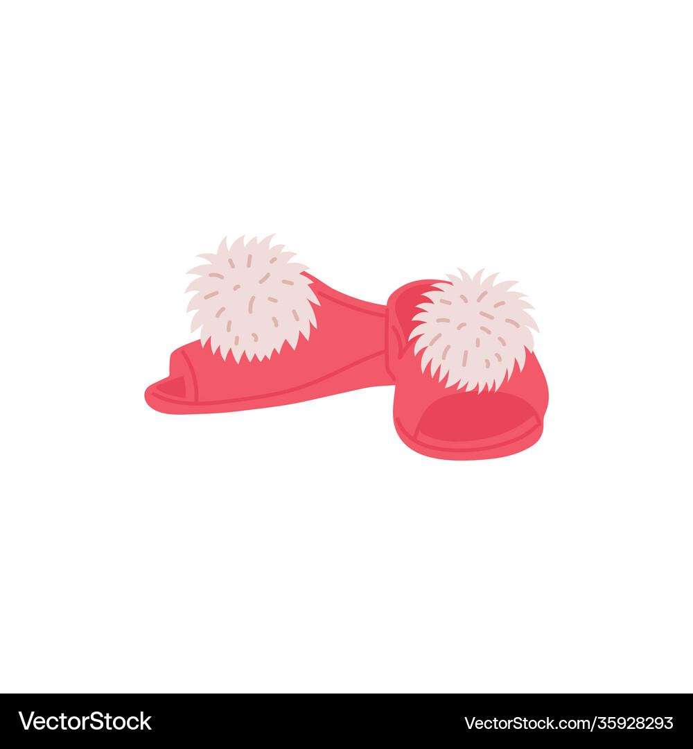 Womens cozy open toe slippers with pompoms flat Vector Image