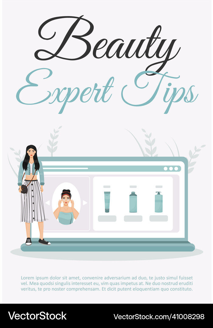 Beauty expert tips poster flat template skincare Vector Image