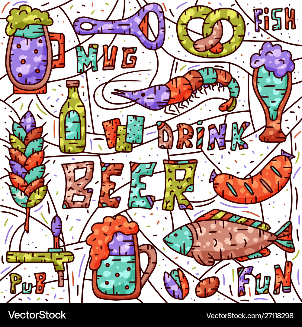 Beer doodle Royalty Free Vector Image - VectorStock
