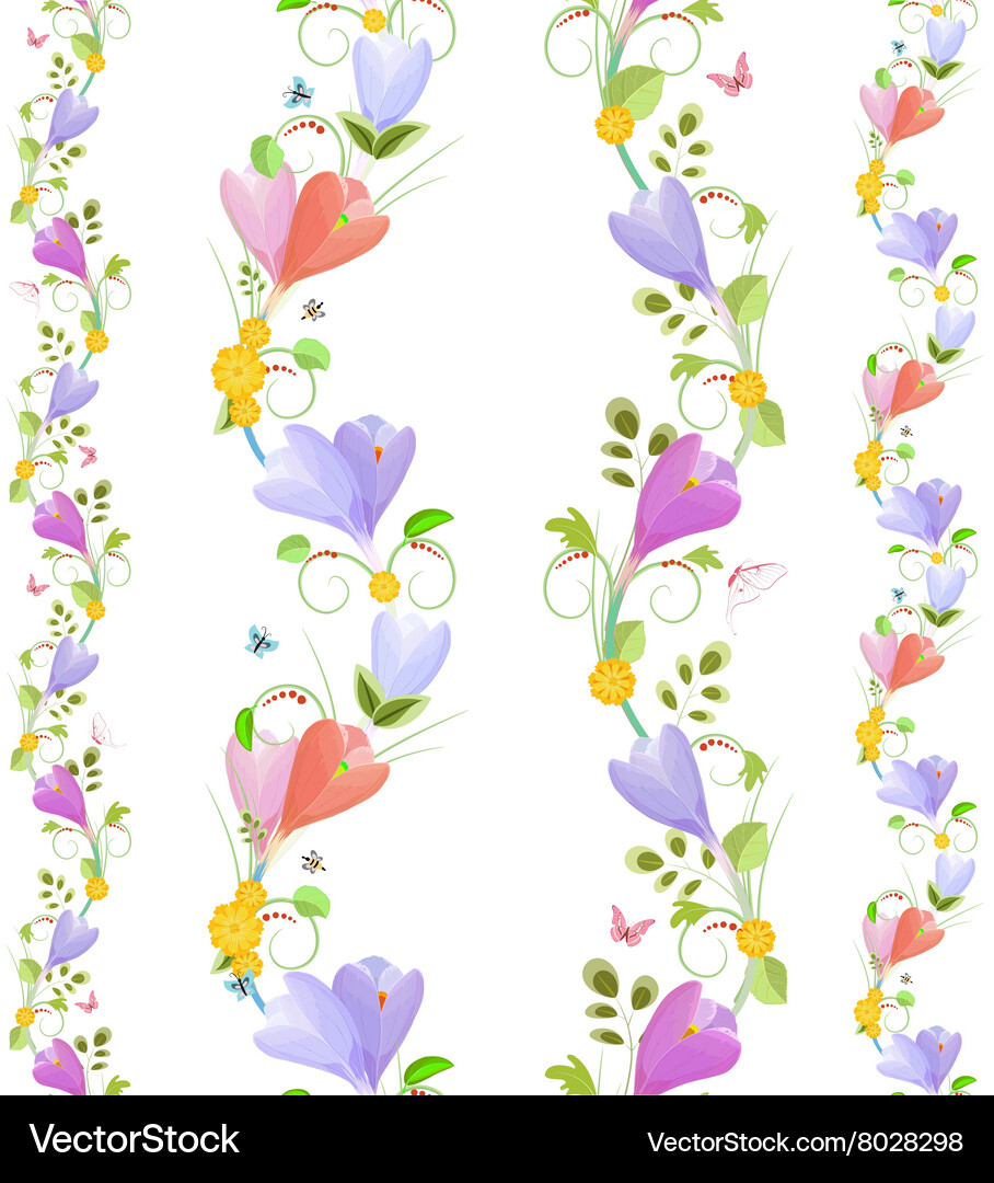 Cute collection of seamless borders with spring Vector Image