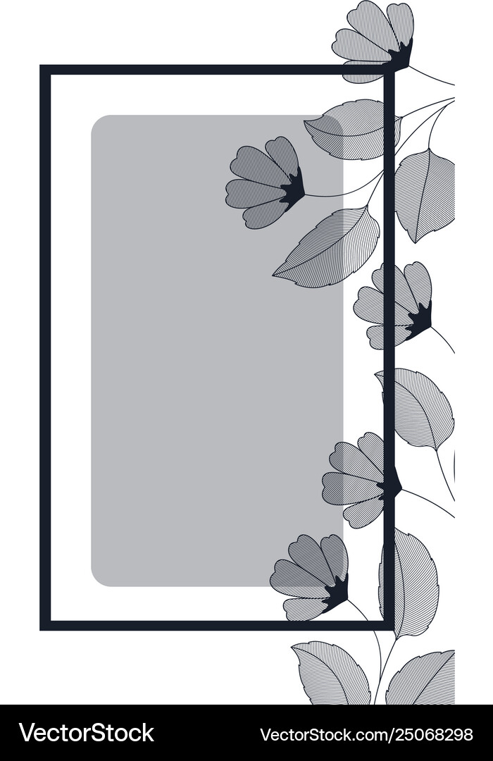 Flowers with leaves and rectangle isolated icon Vector Image