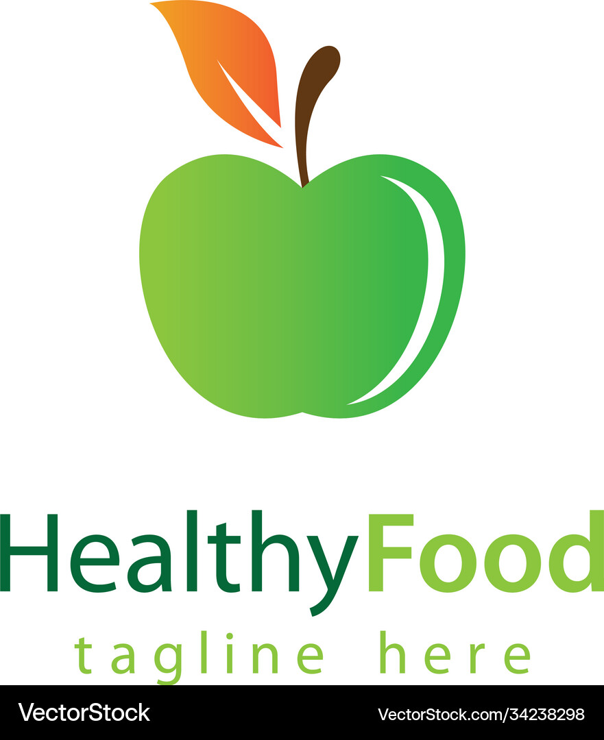 Healthy food logo Royalty Free Vector Image - VectorStock