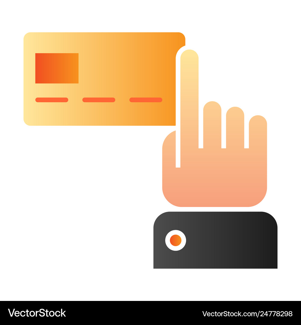 Index finger pointing at credit card flat icon Vector Image
