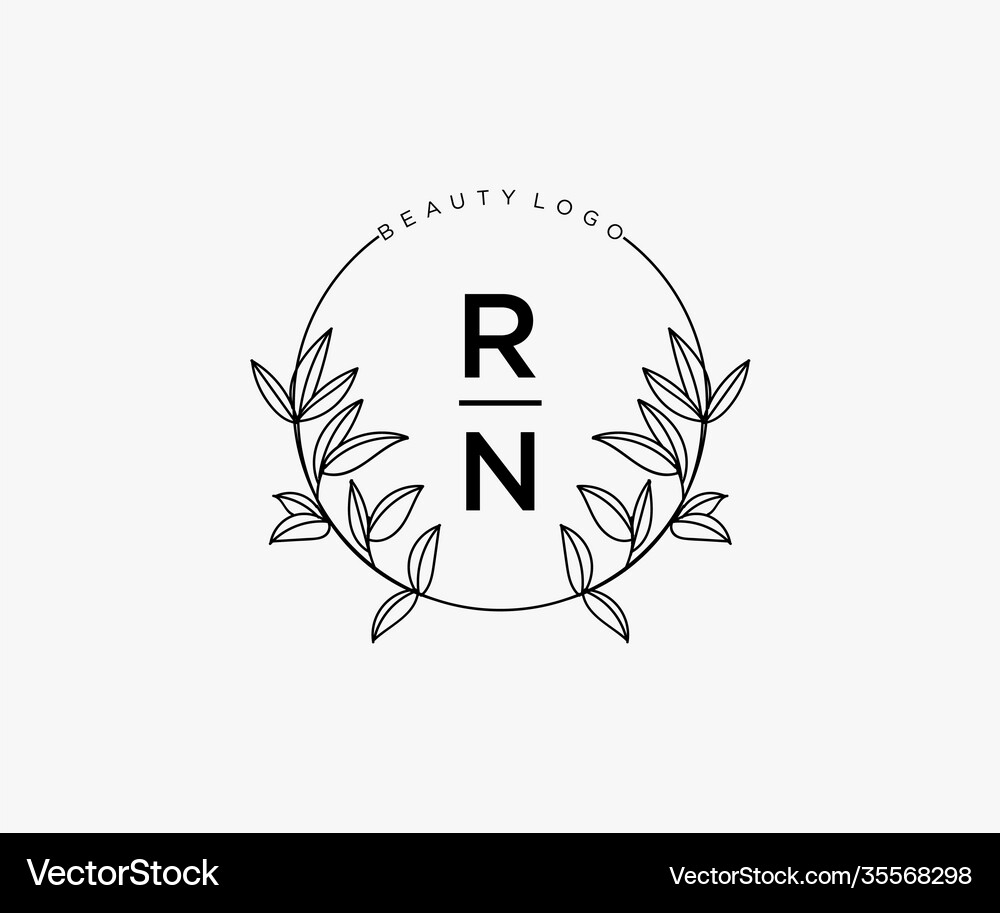 Initial rn letters beautiful floral feminine Vector Image