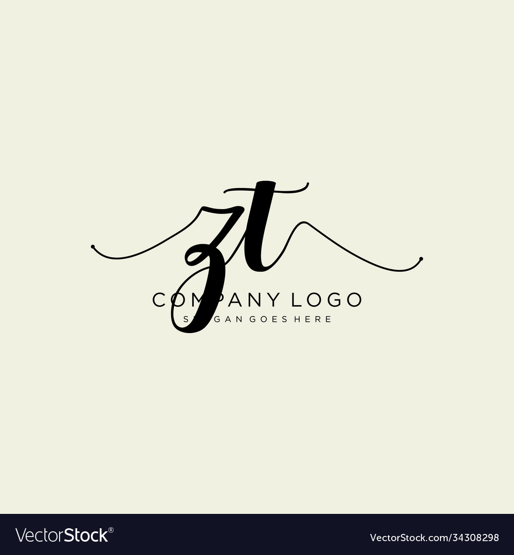 Initial zt handwriting logo with circle template Vector Image