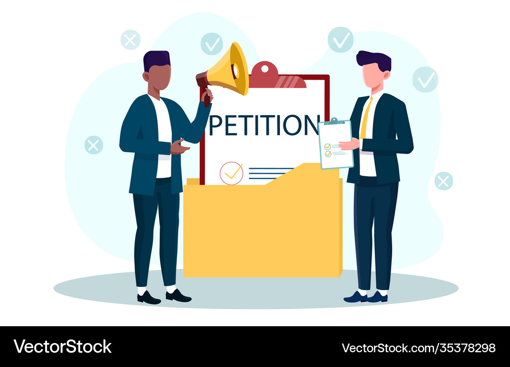 Male character is submiting petition Royalty Free Vector