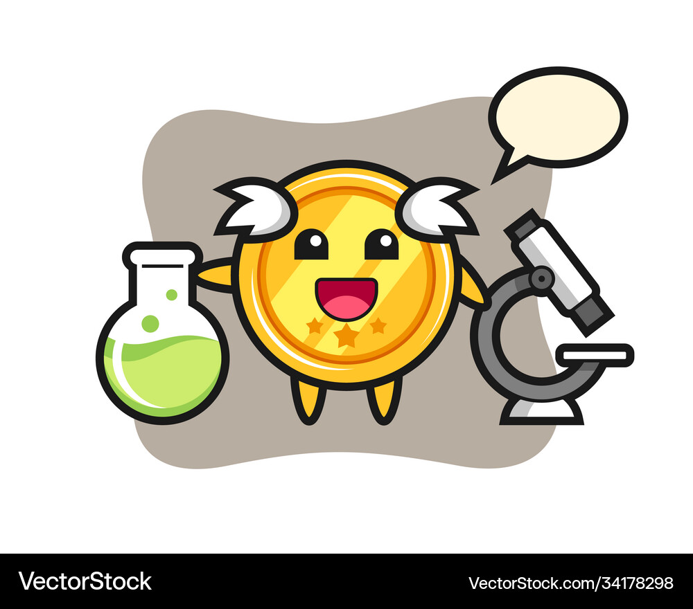 Mascot character medal as a scientist Royalty Free Vector