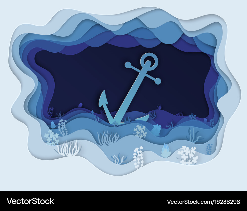 Sea bottom and anchor boat Royalty Free Vector Image
