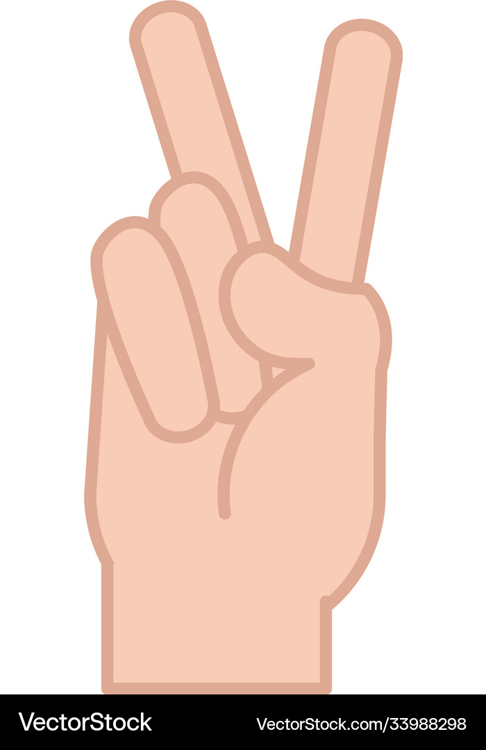 Sign language hand gesture indicating v letter Vector Image
