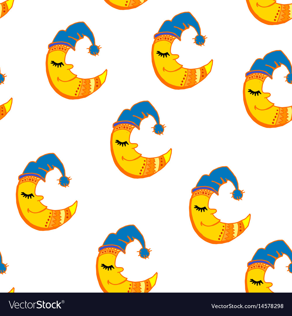 Sleeping moon pattern Royalty Free Vector Image