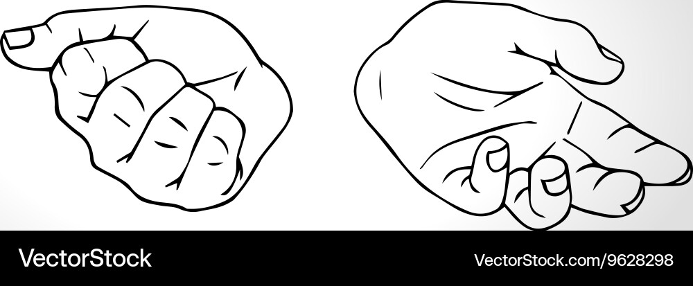 Two hands with open fist and close soncept Vector Image