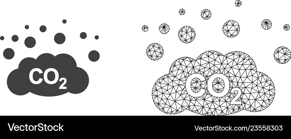 Carcass mesh co2 gas emission and flat icon Vector Image