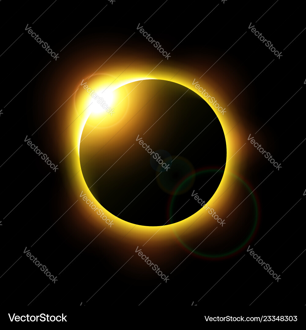 Eclipse of the sun and flare Royalty Free Vector Image