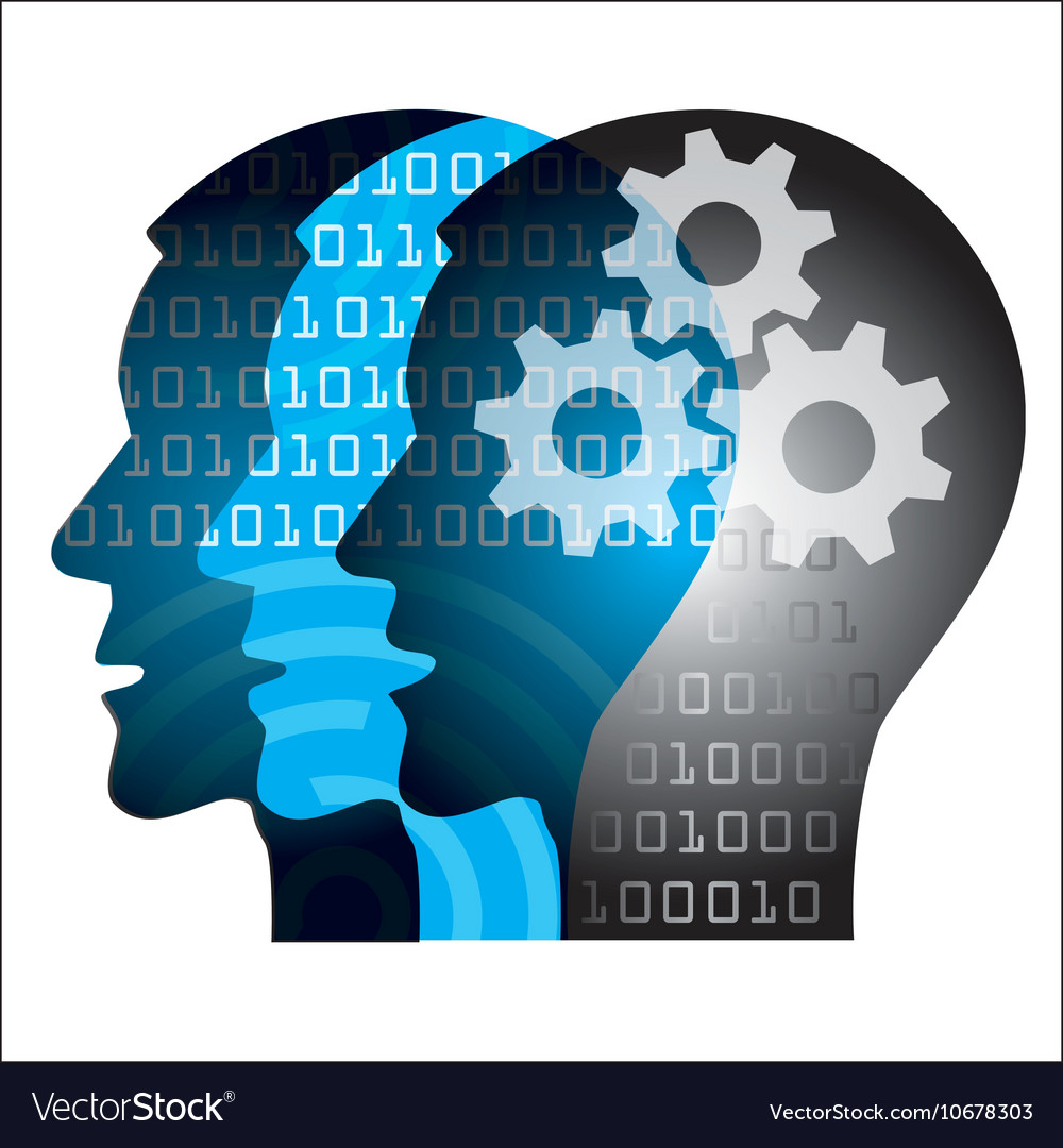 Human heads with binary codes Royalty Free Vector Image