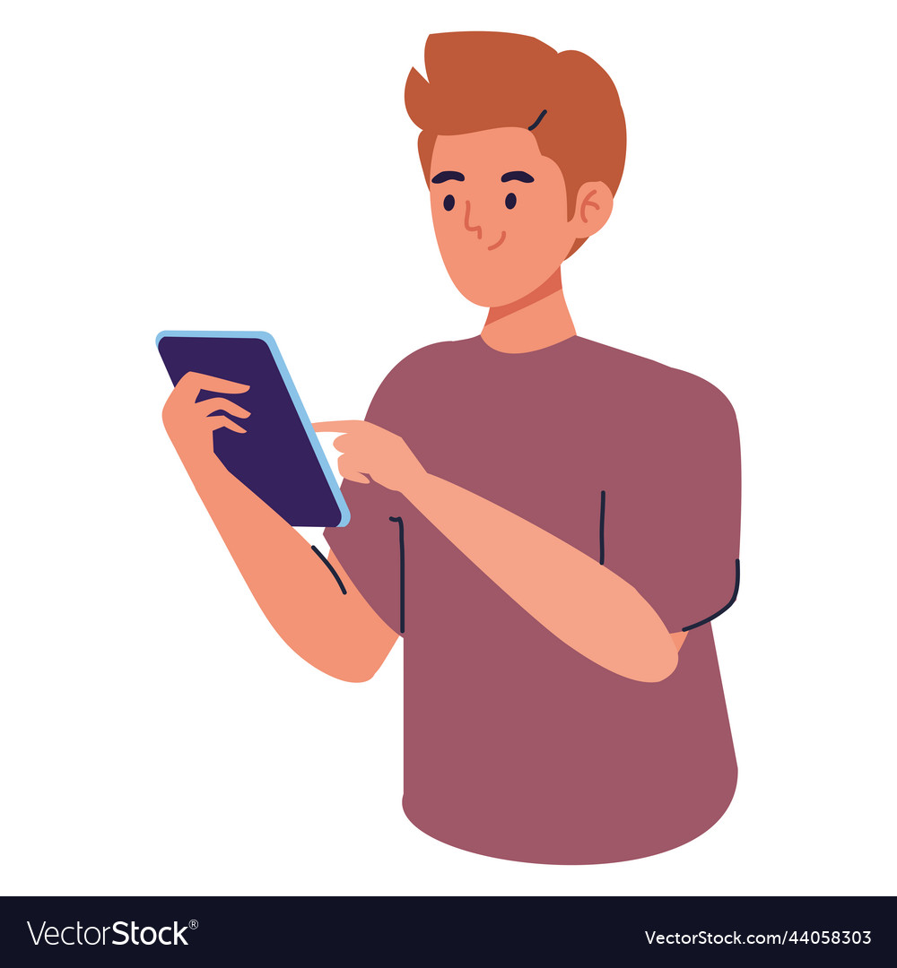 Man using smartphone Royalty Free Vector Image