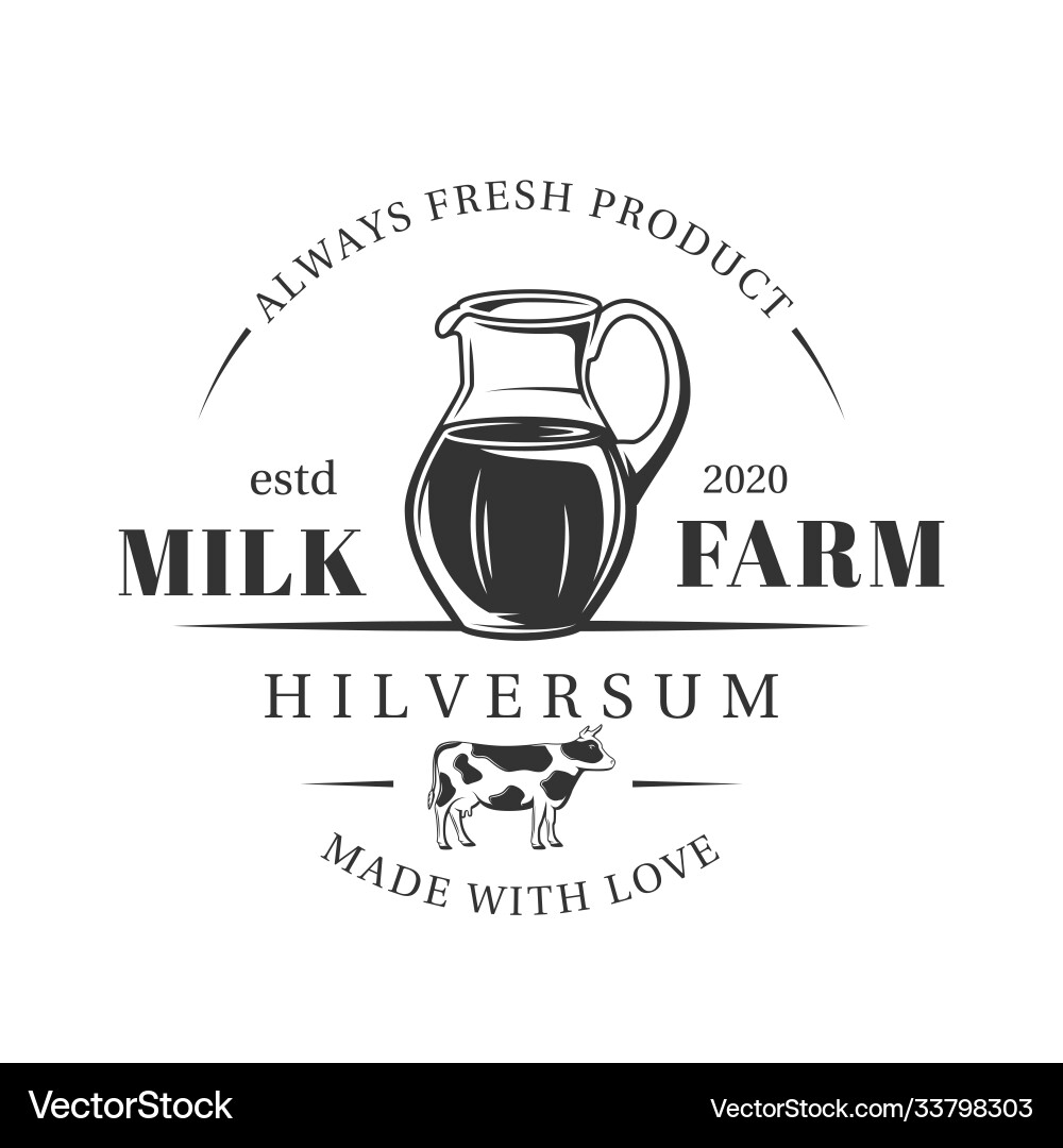 Milk farm label isolated on white background Vector Image