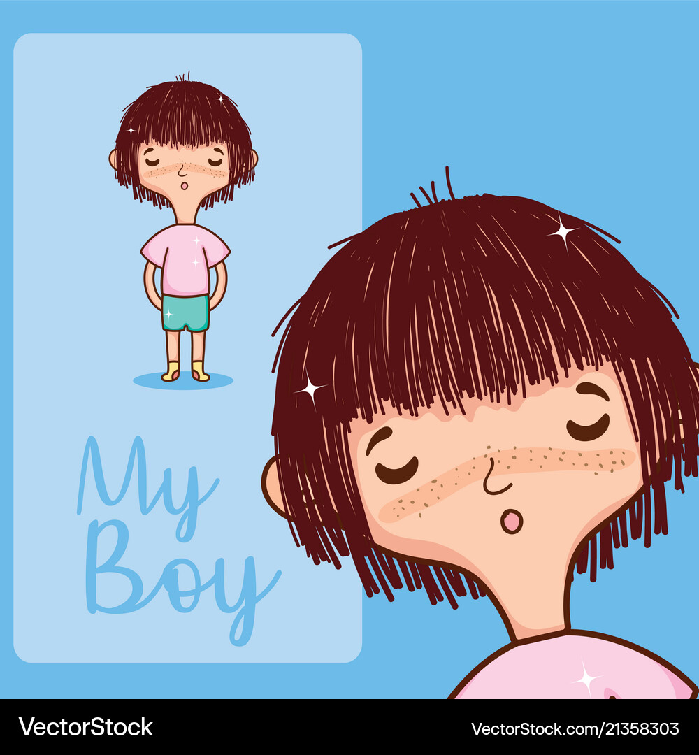 My boy cute cartoon card Royalty Free Vector Image