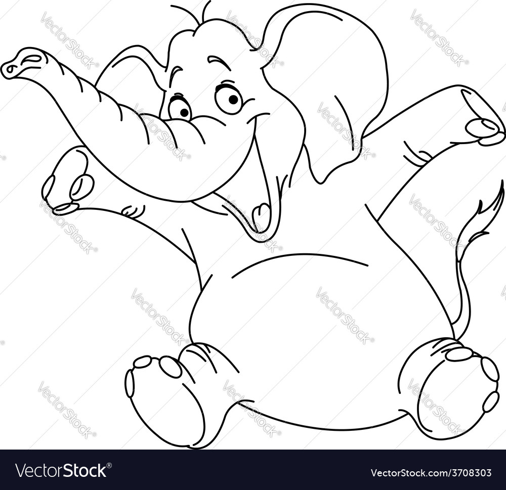 Outlined cheerful elephant Royalty Free Vector Image