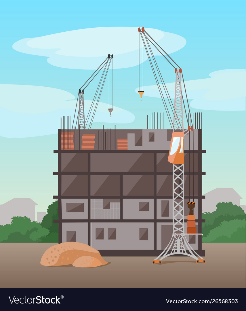 Process building multistory flat Royalty Free Vector Image