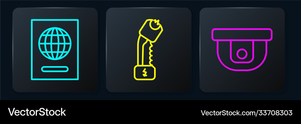 Set line passport motion sensor and police Vector Image