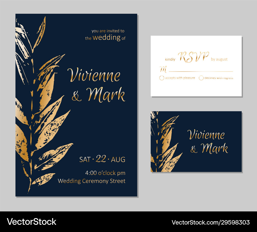 Wedding floral invitation rsvp card design set Vector Image