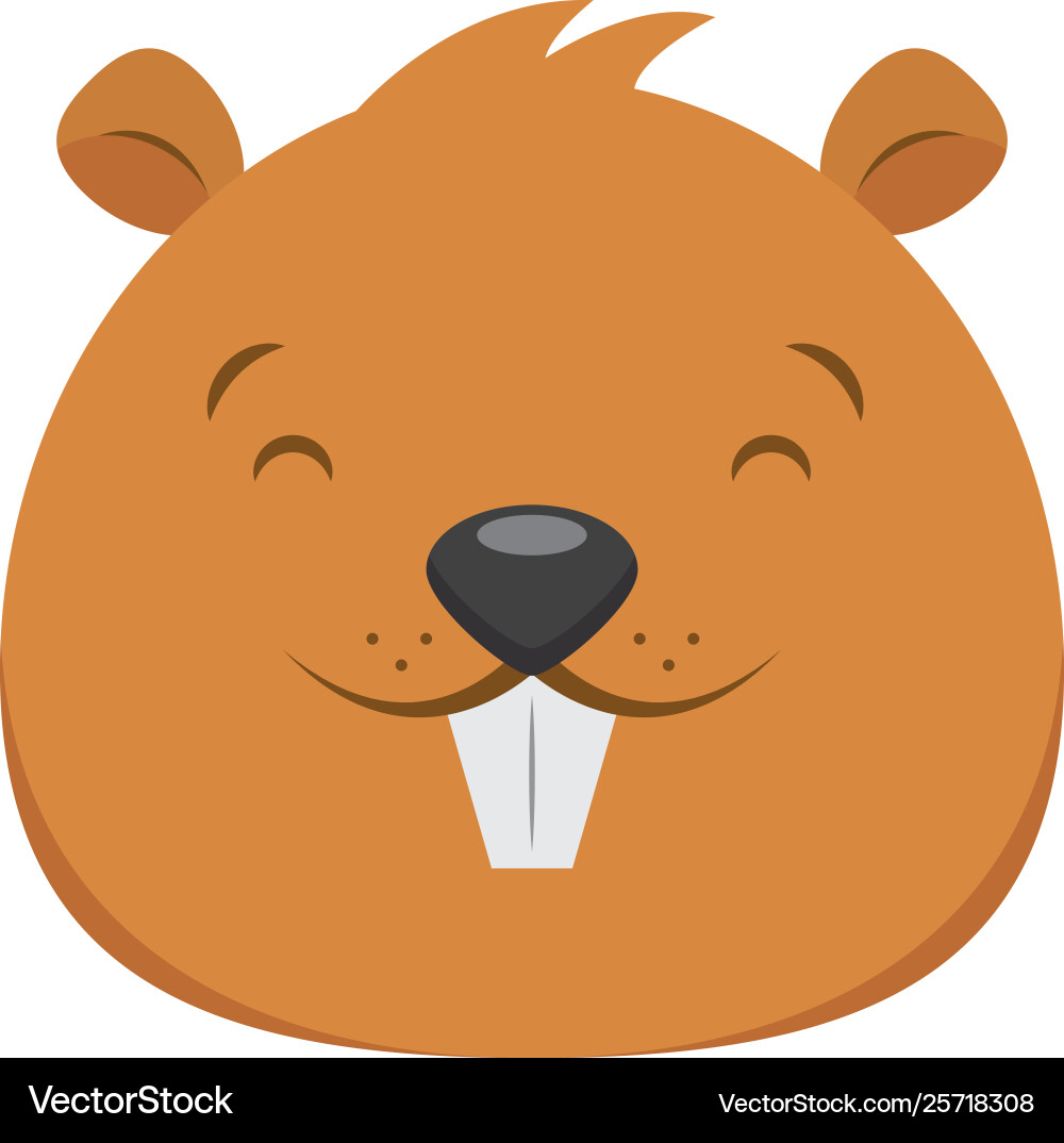 Beaver face animal cartoon character Royalty Free Vector