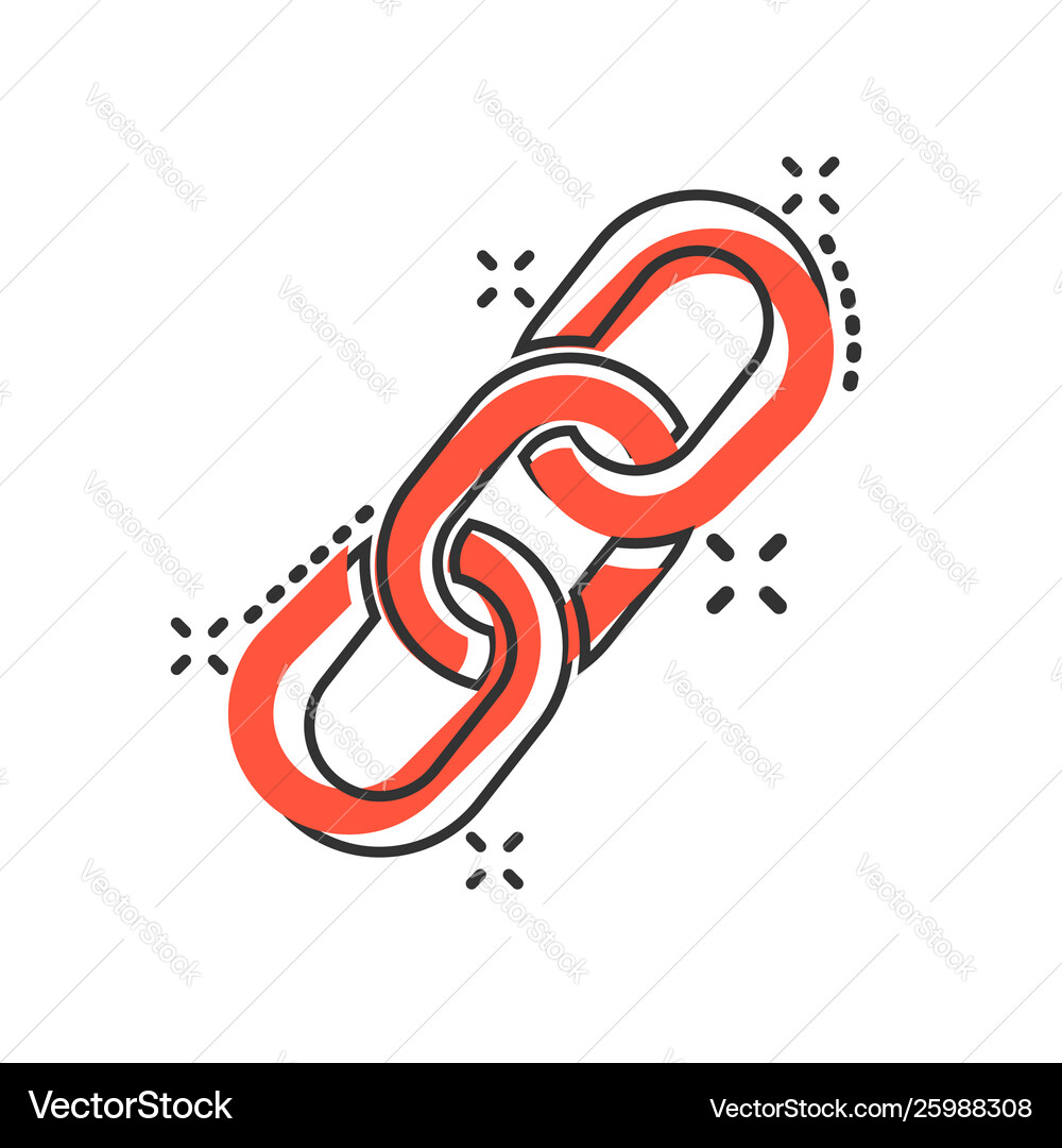 Chain sign icon in comic style link cartoon Vector Image