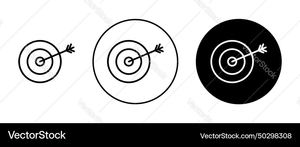 Darts icon set target dart goal line symbol Vector Image
