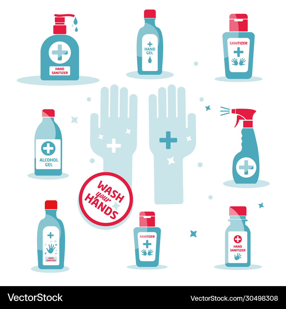 Hand sanitizer symbol alcohol bottle Royalty Free Vector