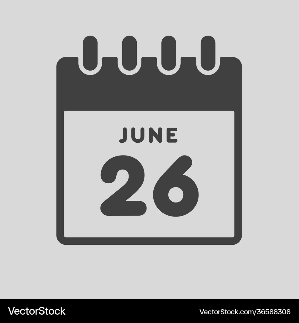 Icon day date 26 june template calendar page Vector Image