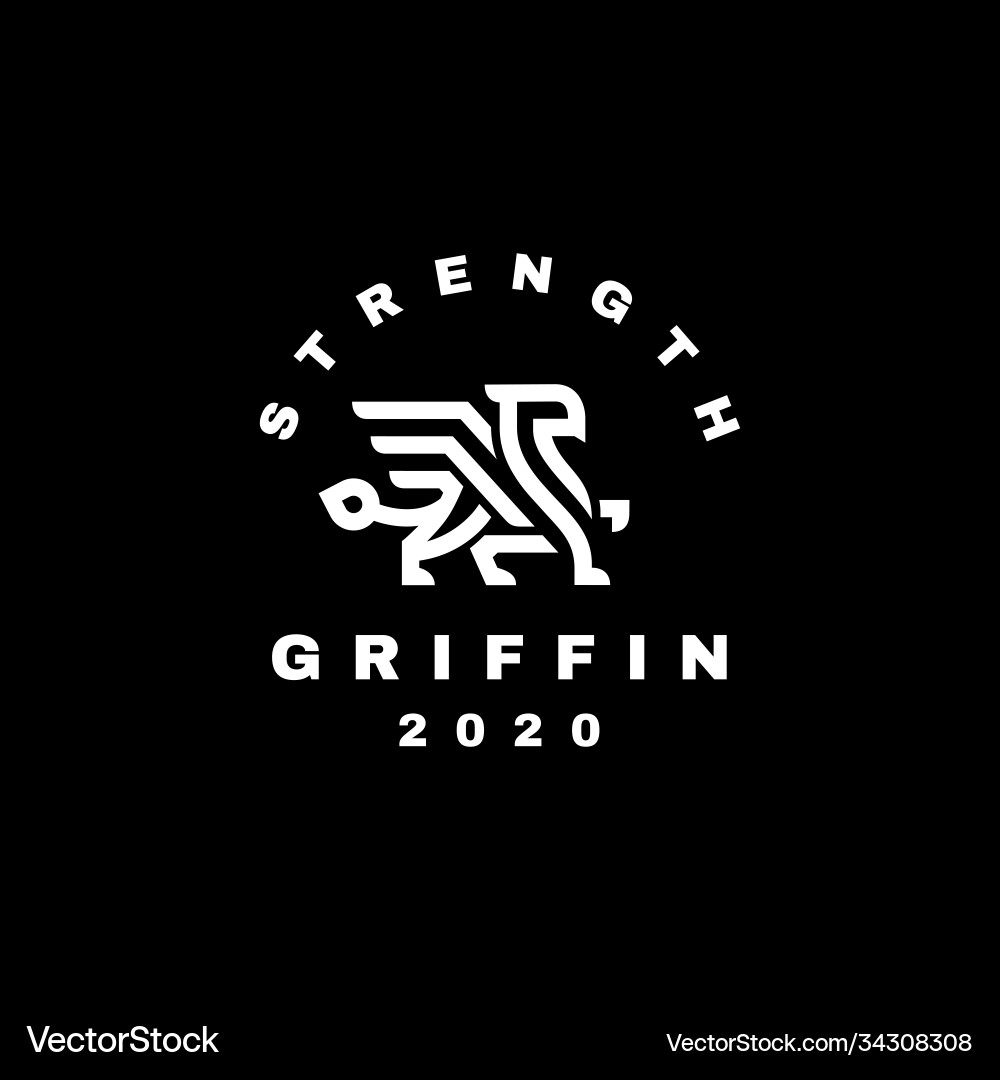 Logo griffin line art style Royalty Free Vector Image