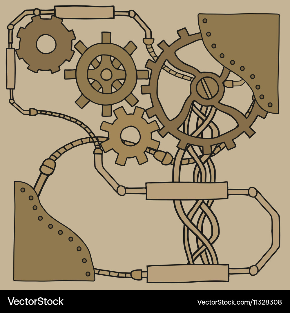 Mechanism background with cogwheels and gears Vector Image